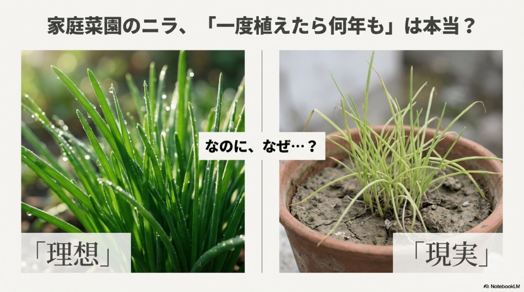 ニラが育たない原因と対策｜細い・弱る・何年目で更新？失敗しやすいポイントを徹底解説【家庭菜園】 - 家庭菜園ガイド｜初心者向け育て方図鑑